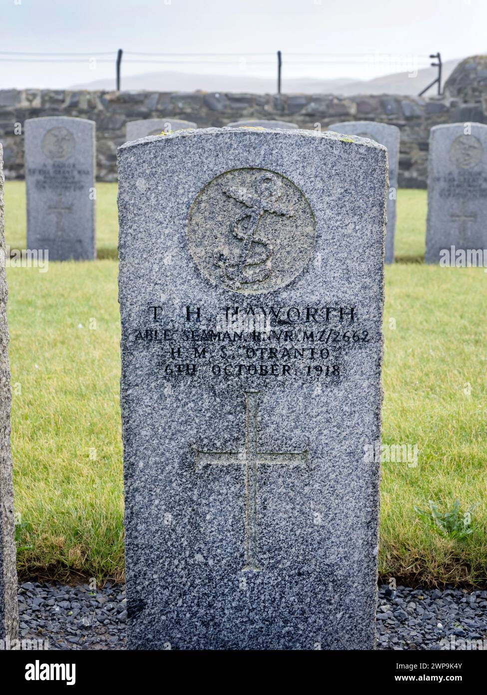 War graves for sailors that died in the First World War when their ship ...
