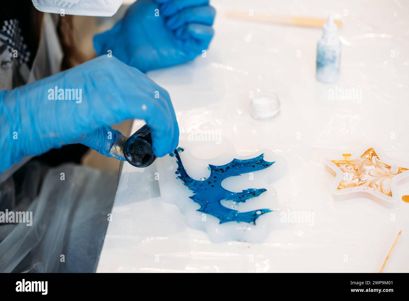 Epoxy Resin Crafting Process in Action Stock Photo - Alamy