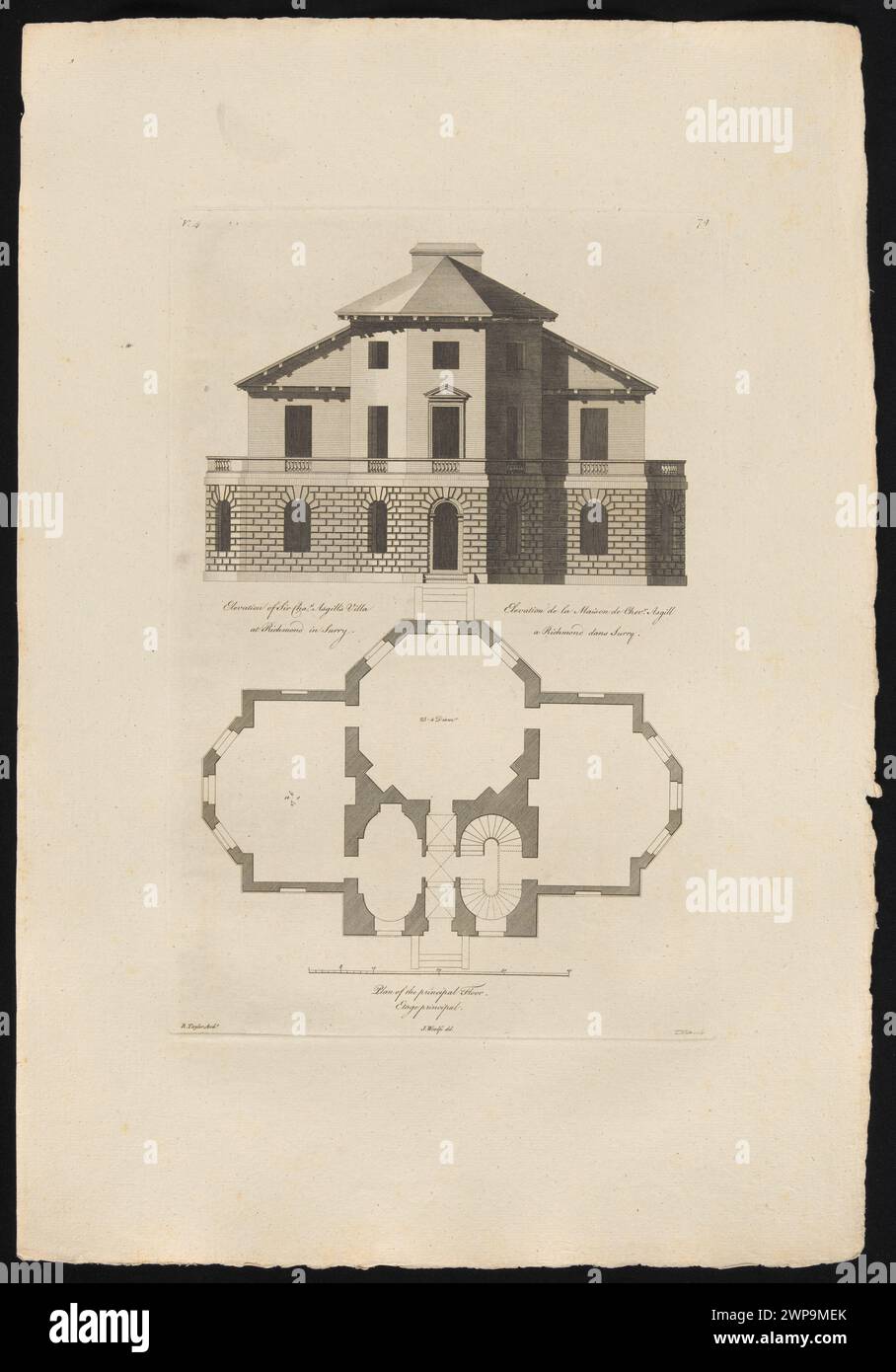 Front facade and main floor plan of Charles Asgill house in Richmond ...