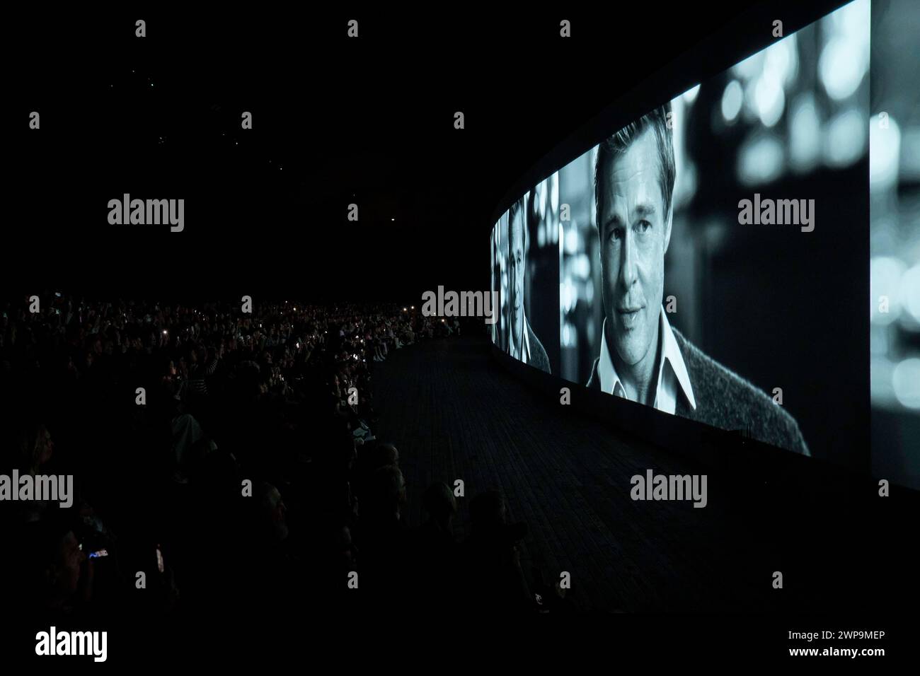 A visual projection of Brad Pitt is shown as part of the Chanel Fall ...
