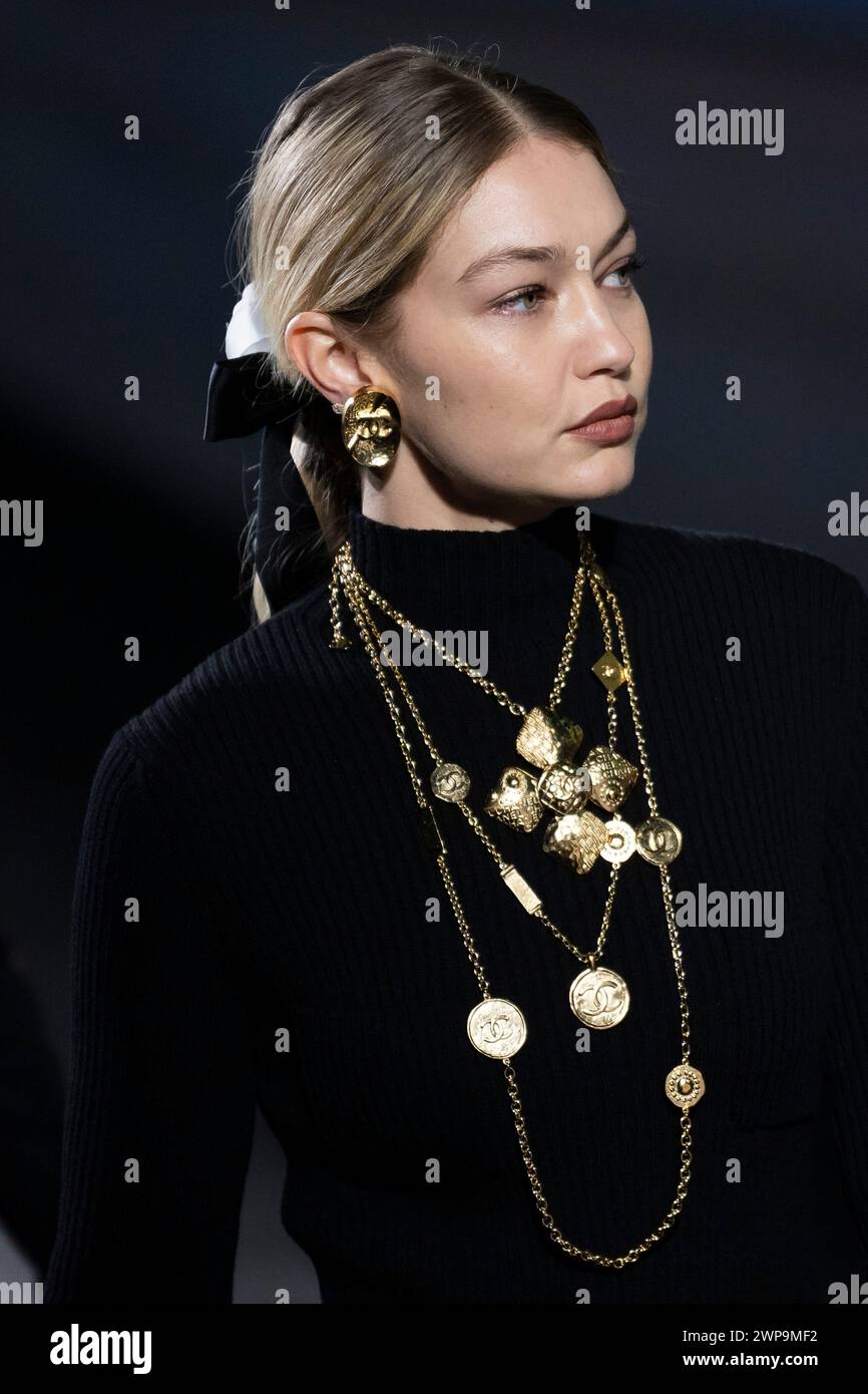 Gigi Hadid wears a creation as part of the Chanel Fall/Winter 2024-2025 ...