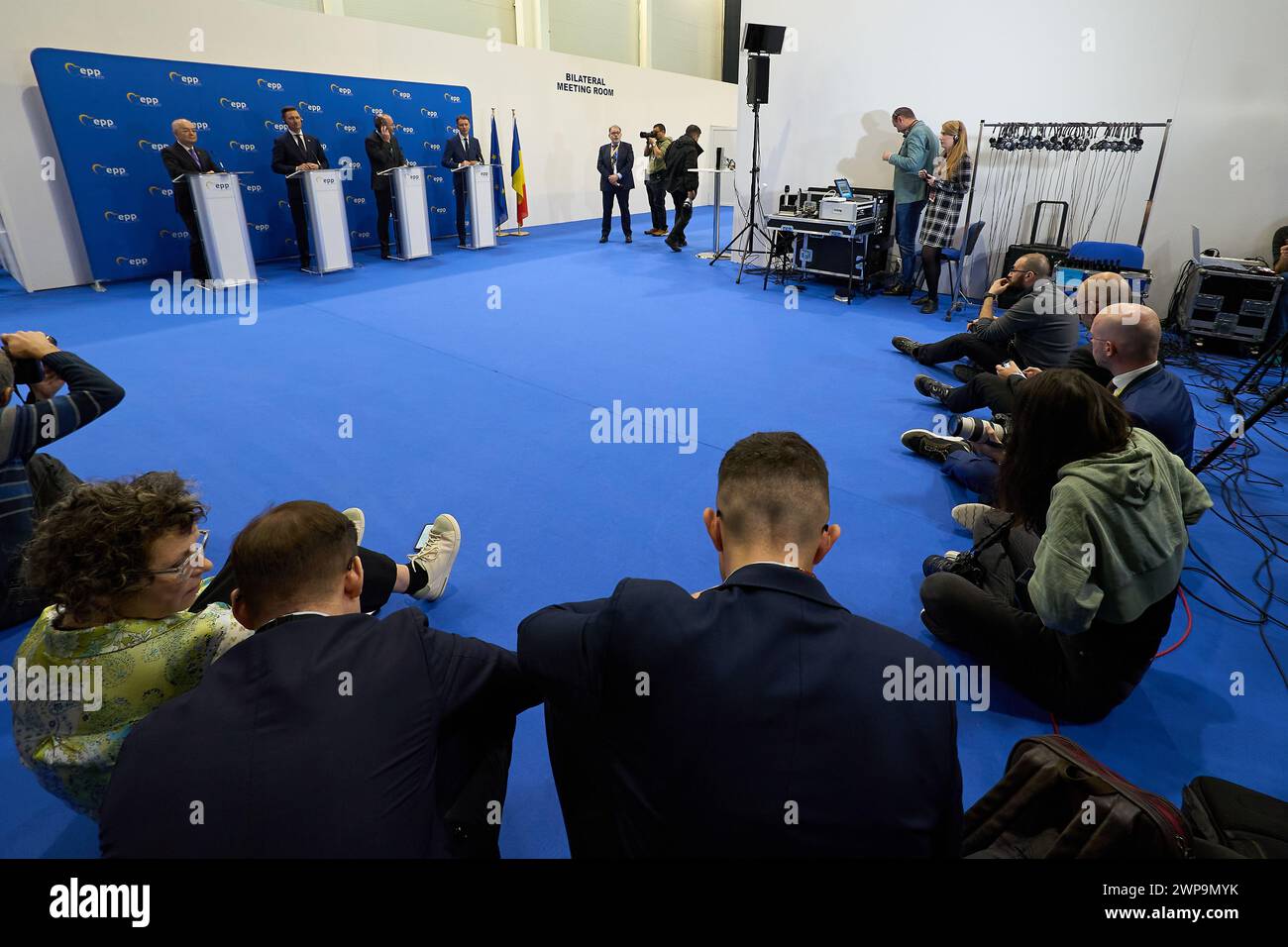 Bucharest, Romania. 6th Mar, 2024: (L-R) Emil Boc, mayor of Cluj-Napoca ...