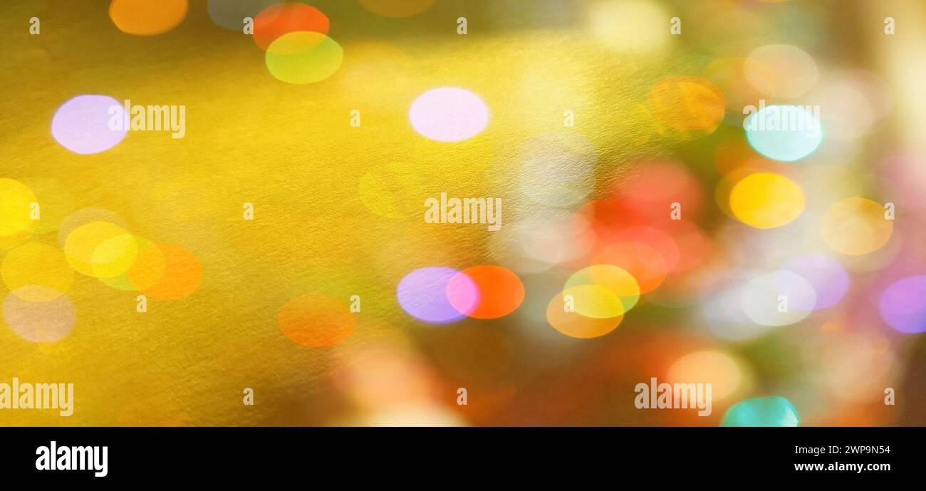 Festive warm background or greeting card. Sun glare on a bright yellow ...