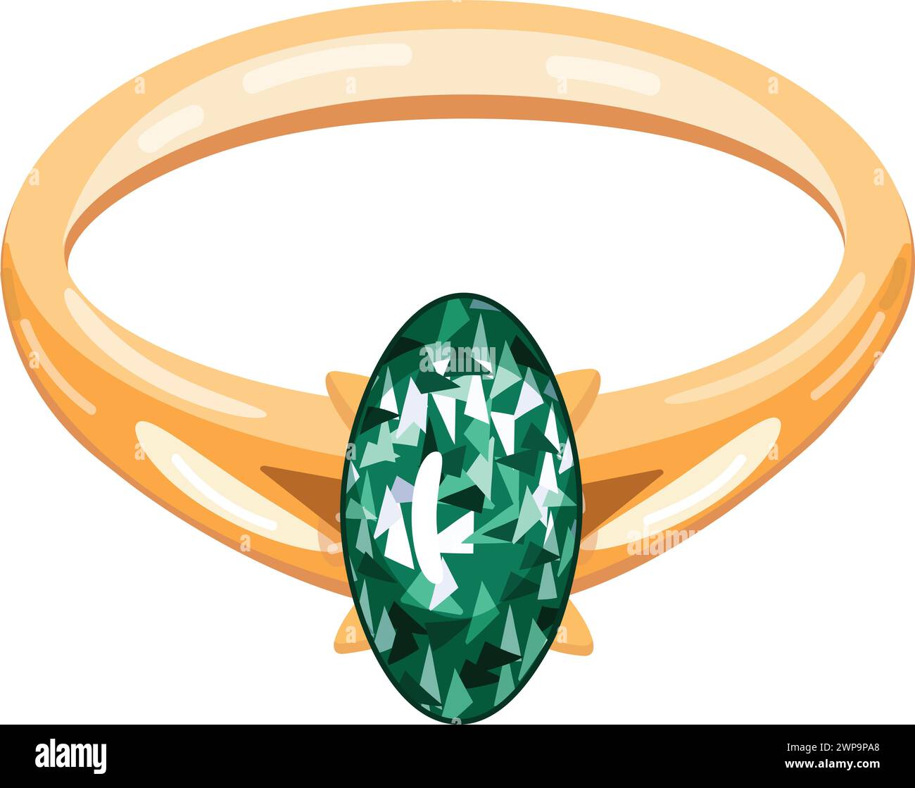 Green gem diamond ring icon cartoon vector. Lady stone Stock Vector ...