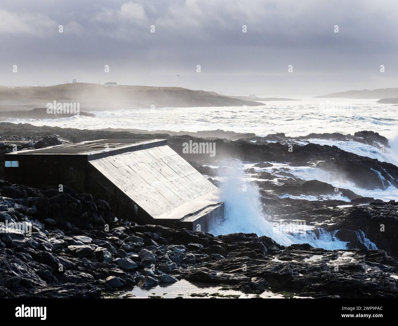 A wave energy power plant on the Rhinns of Islay near Portnahaven on ...