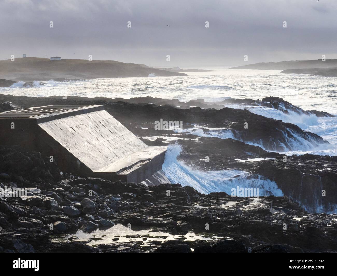 A wave energy power plant on the Rhinns of Islay near Portnahaven on ...
