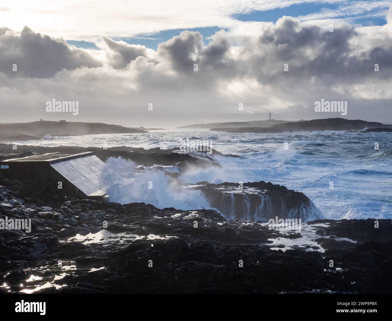 A wave energy power plant on the Rhinns of Islay near Portnahaven on ...