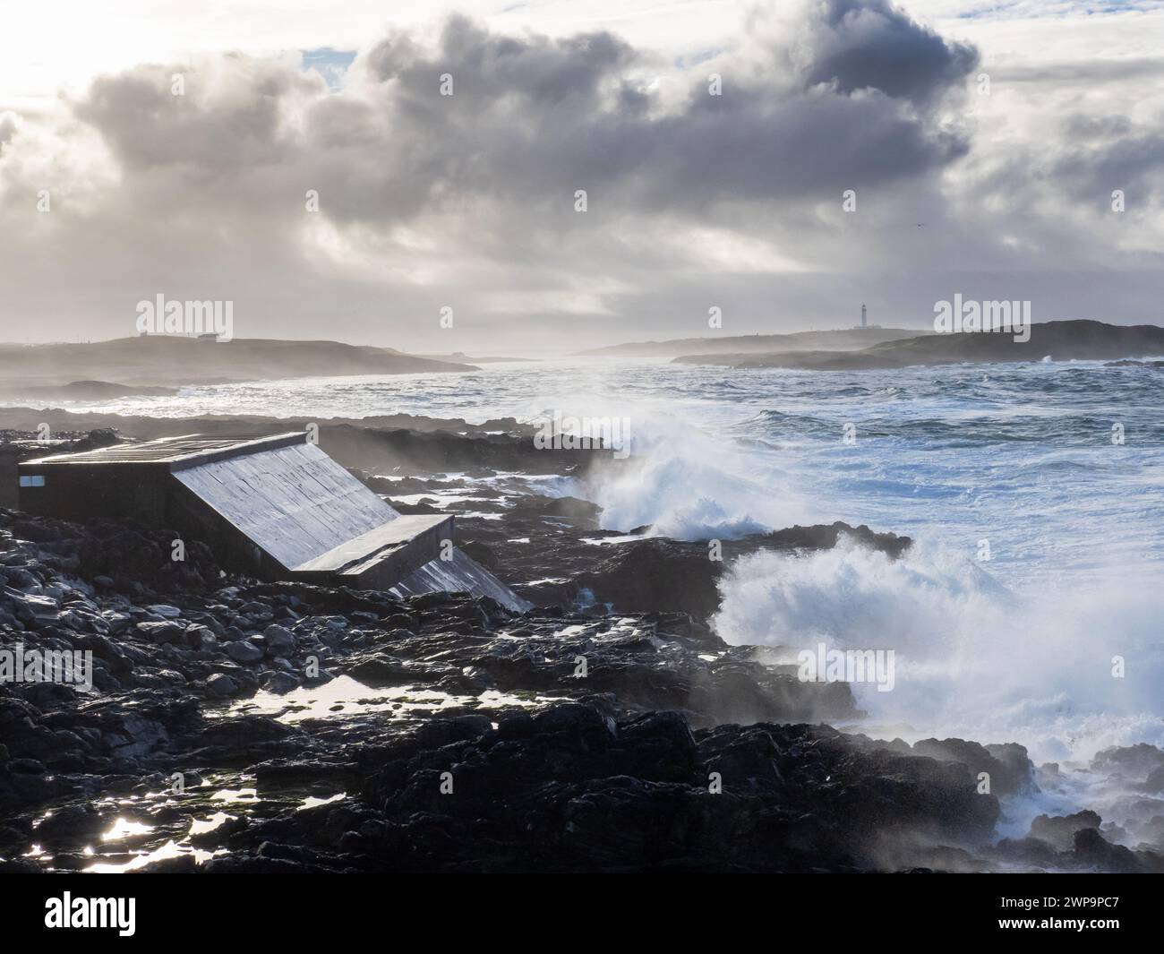 A wave energy power plant on the Rhinns of Islay near Portnahaven on ...