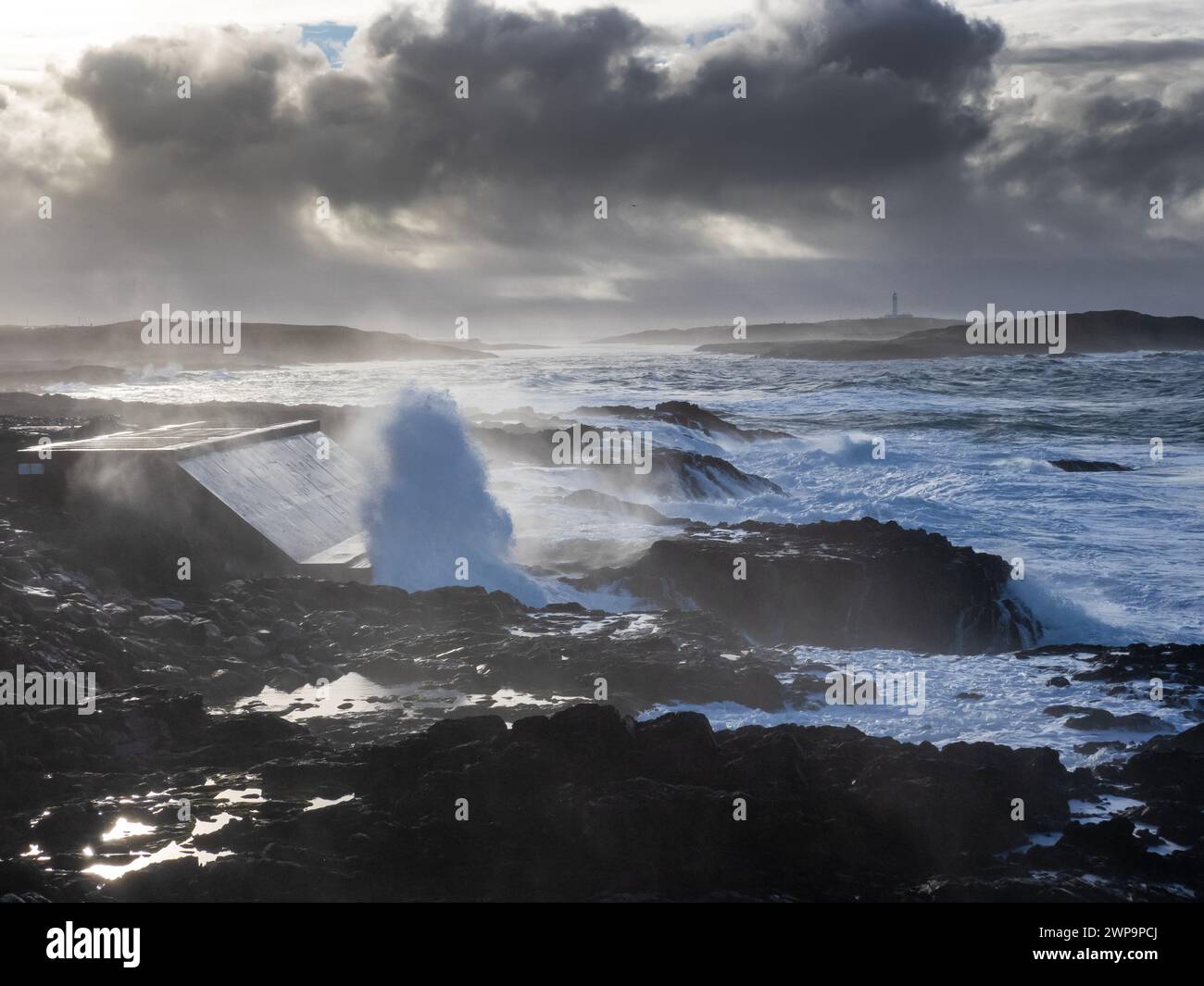 A wave energy power plant on the Rhinns of Islay near Portnahaven on ...