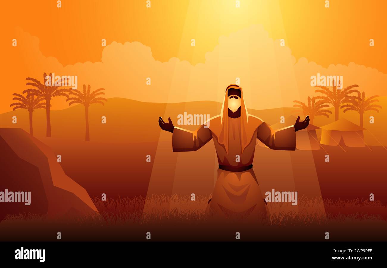 Biblical vector illustration series, God makes covenant with Abraham ...