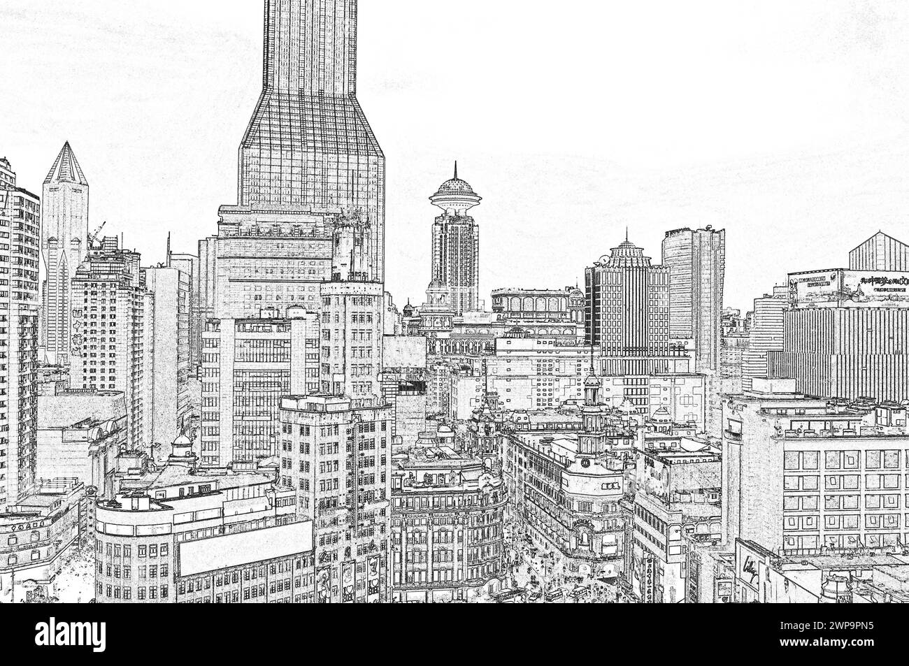 Shanghai skyline illustration hi-res stock photography and images - Alamy