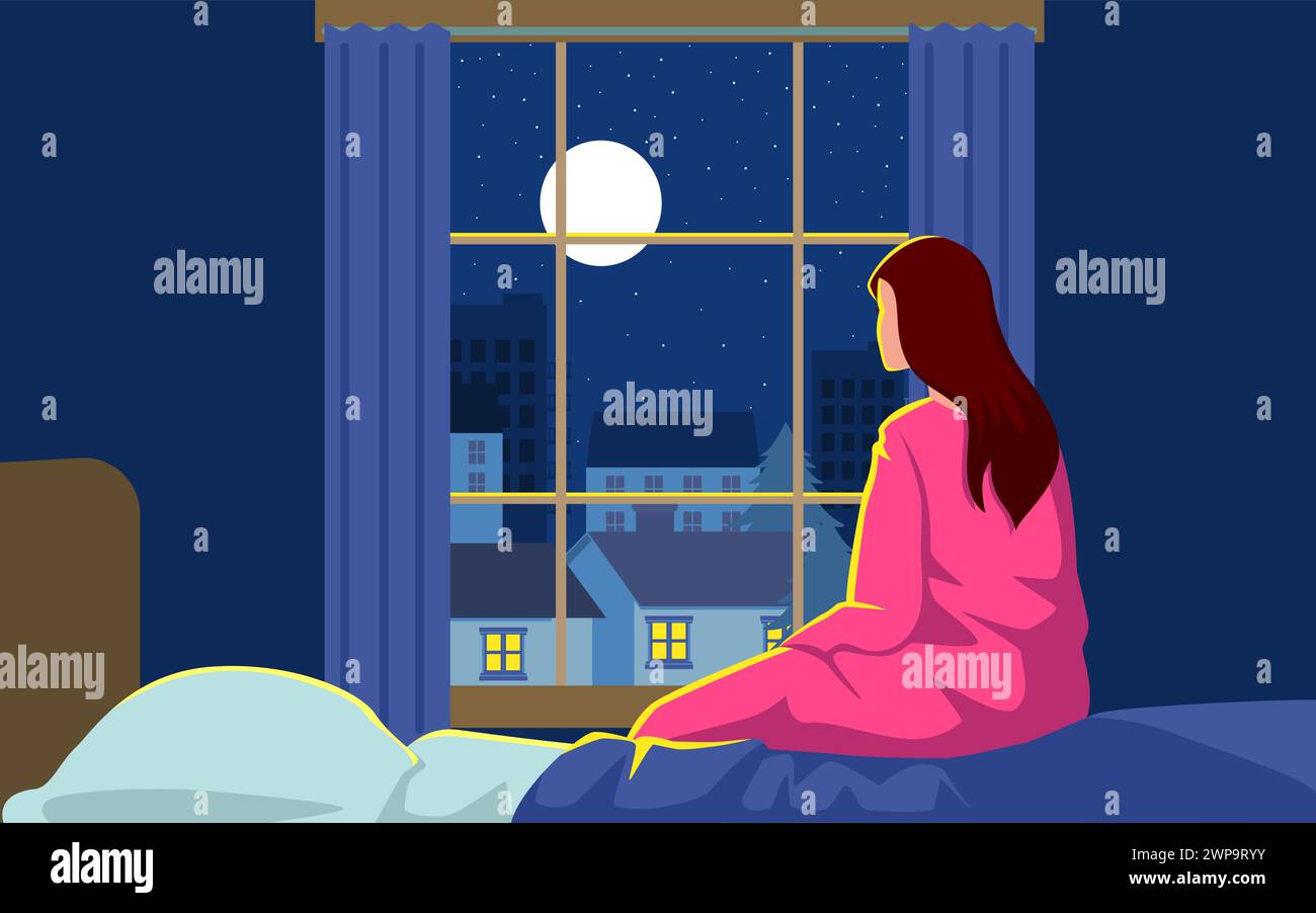 Woman gazing and window Stock Vector Images - Alamy
