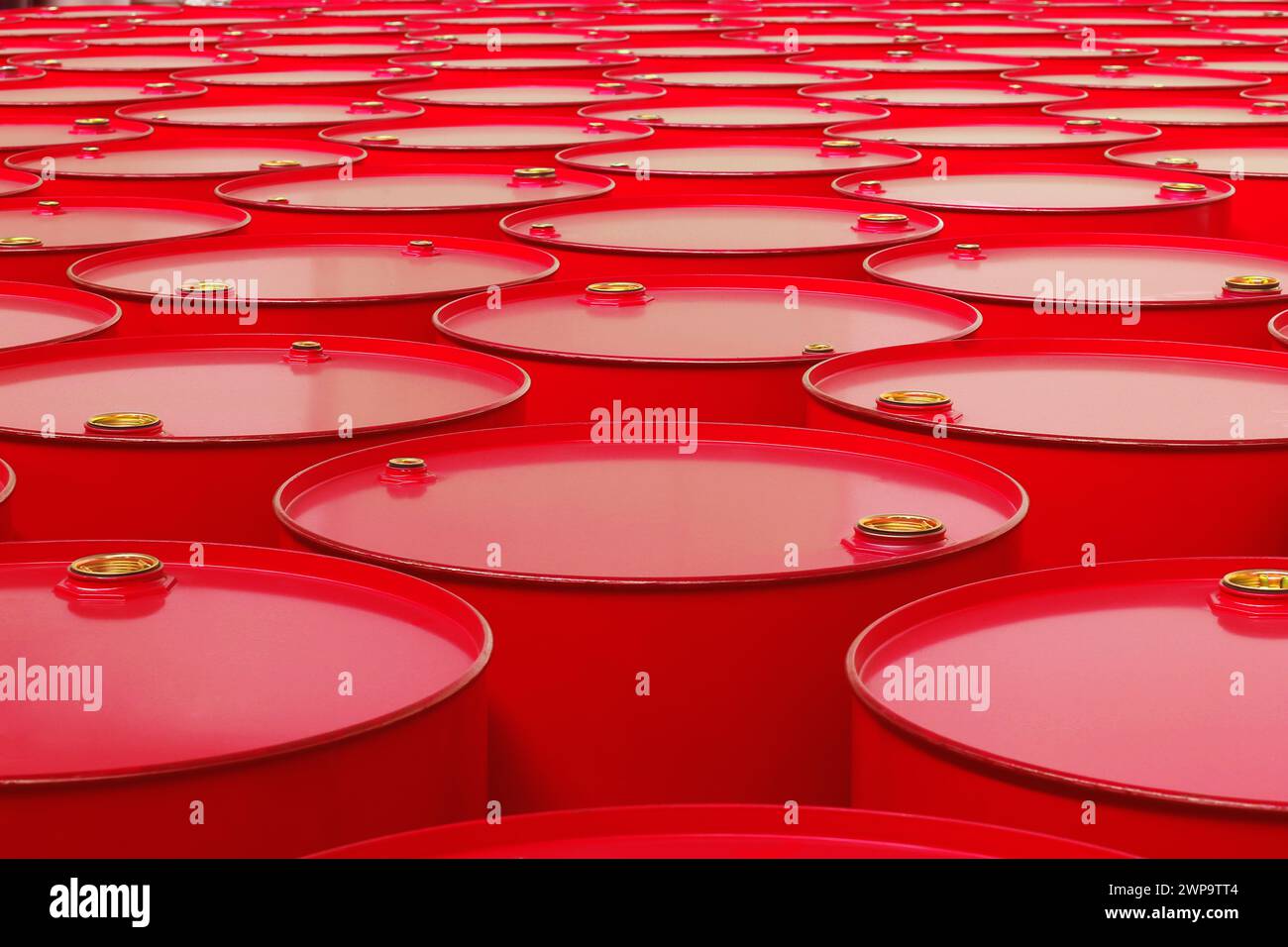 metal barrels of red color Stock Photo - Alamy