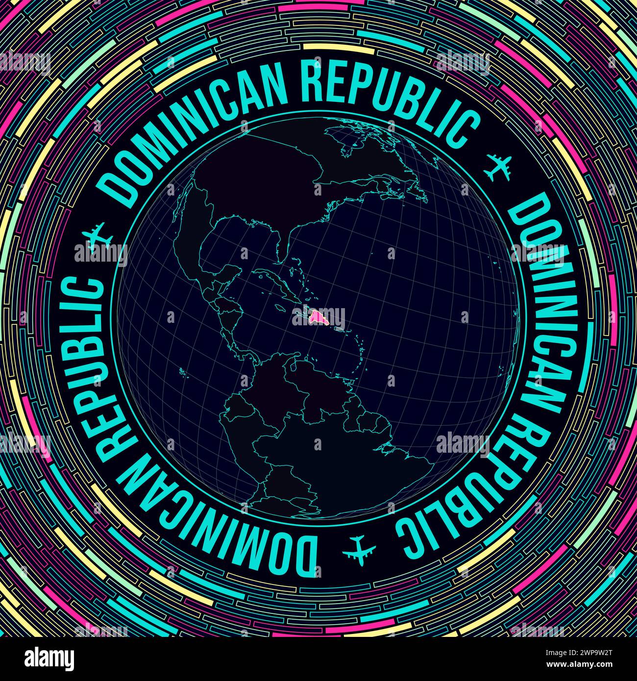 Dominican Republic on globe. Satellite view of the world centered to ...