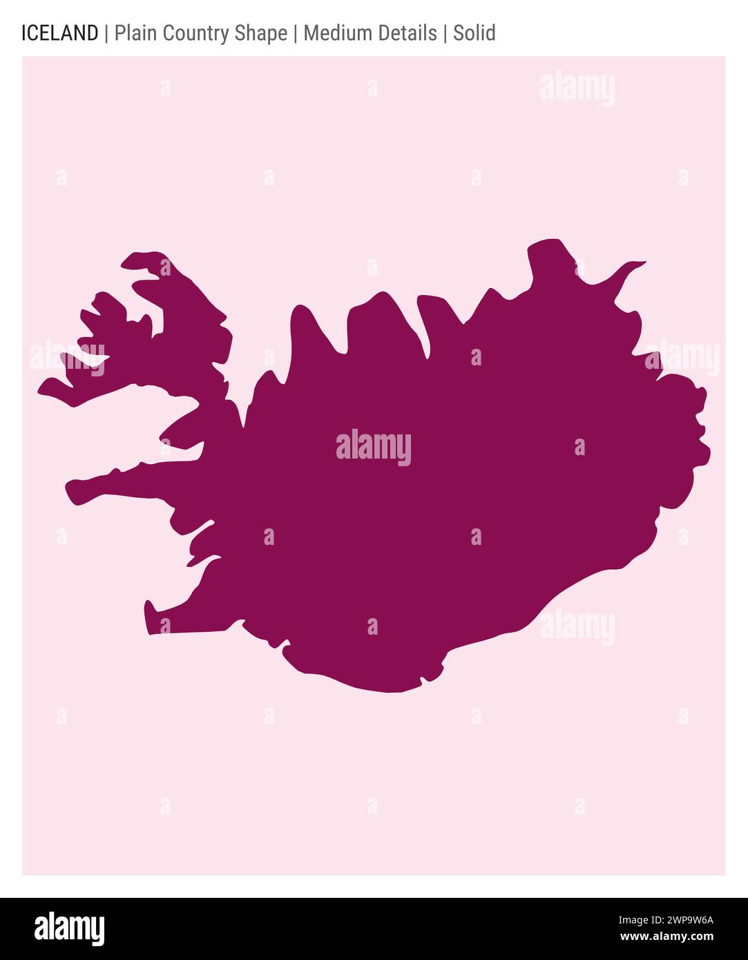 Iceland plain country map. Medium details. Solid style. Shape of ...
