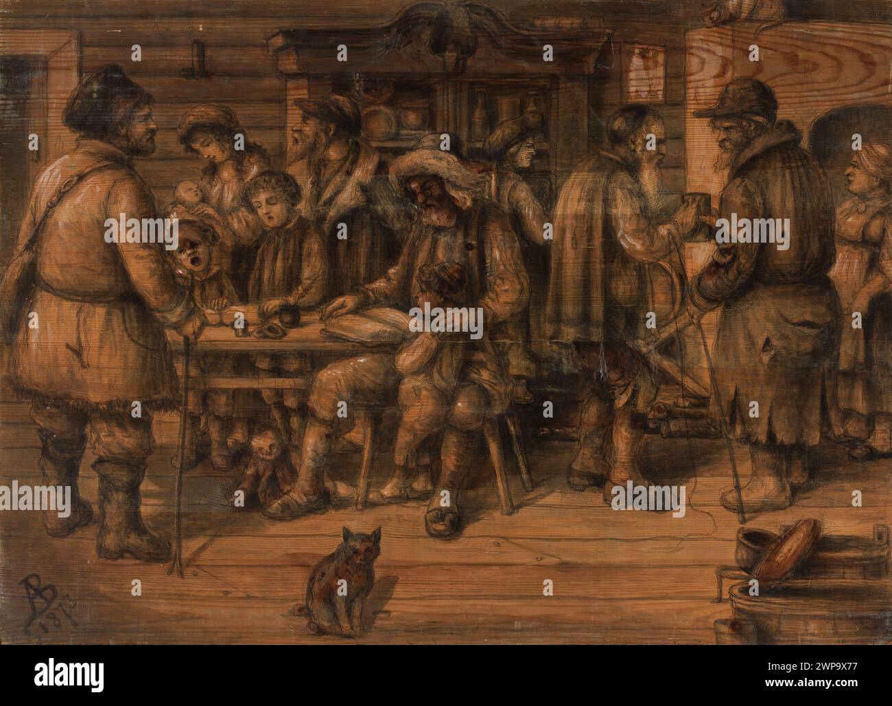 Painting 'In the Inn' by Artur Bartels (1818-1885), 1873, depicting ...
