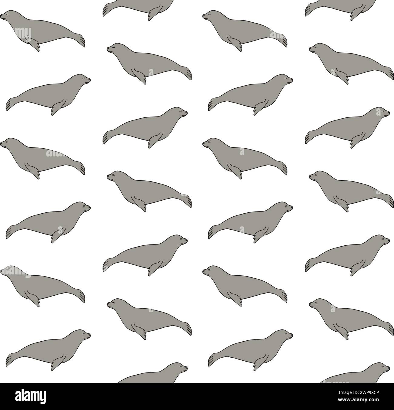 Vector seamless pattern of hand drawn seal Stock Vector Image & Art - Alamy