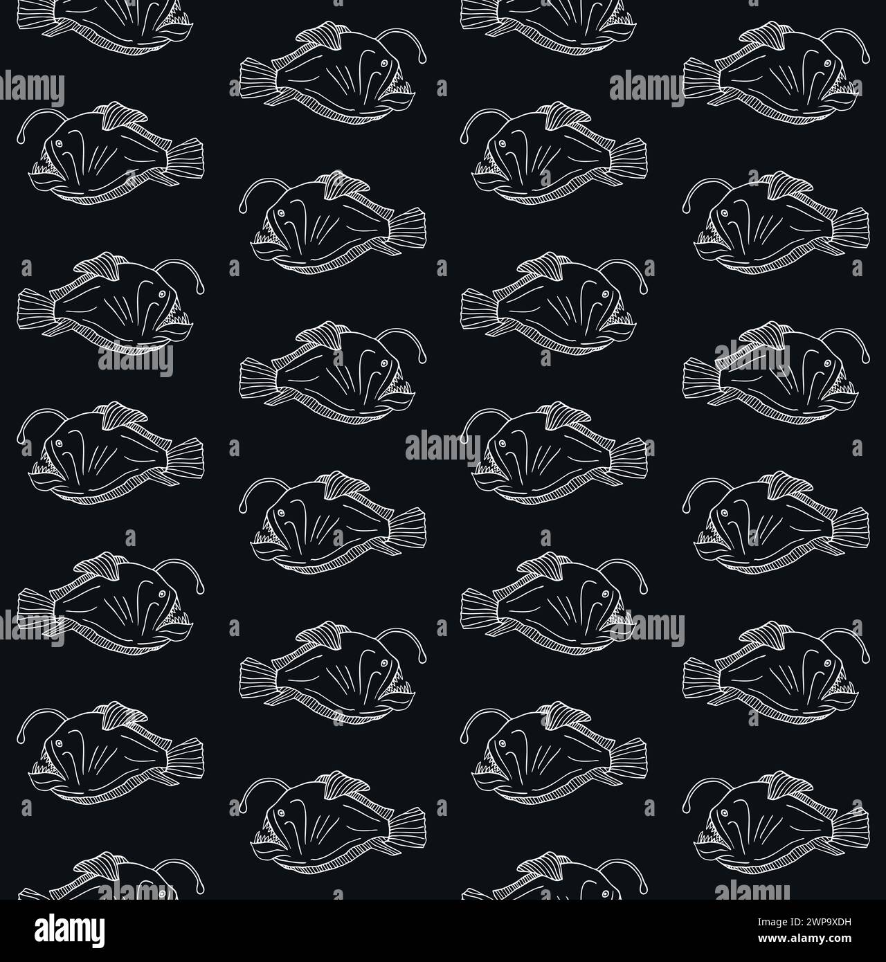 Vector seamless pattern of hand drawn angler fish Stock Vector Image ...