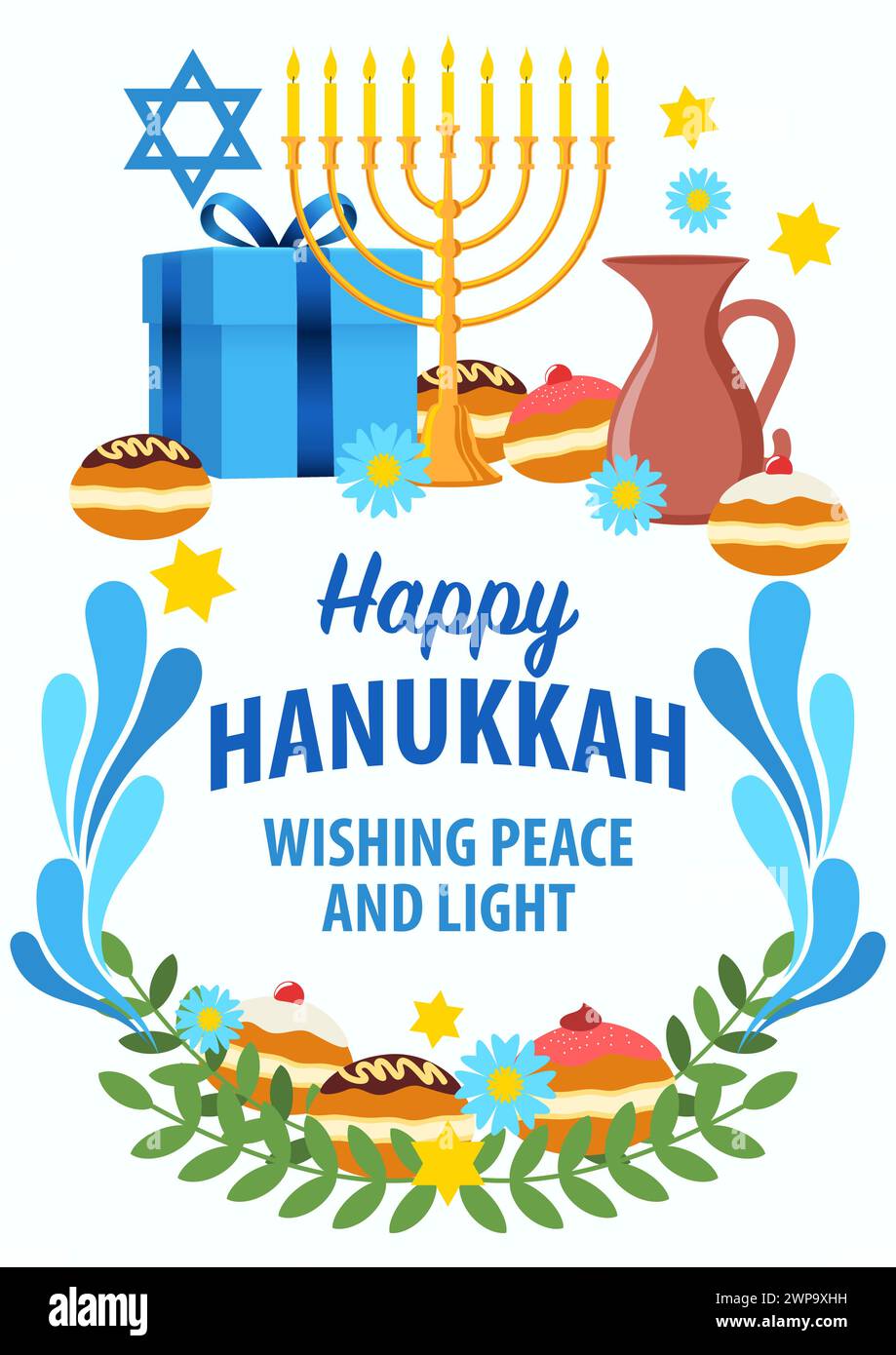 Vector illustration of Hanukkah decorative symbols and graphics for ...