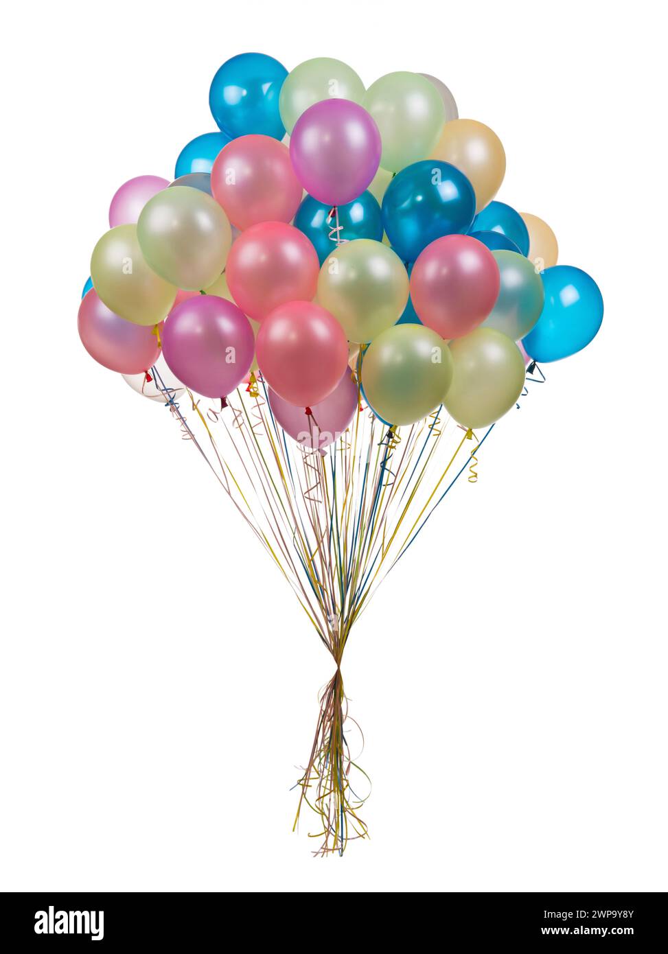 pastel color balloons on a white background Stock Photo - Alamy