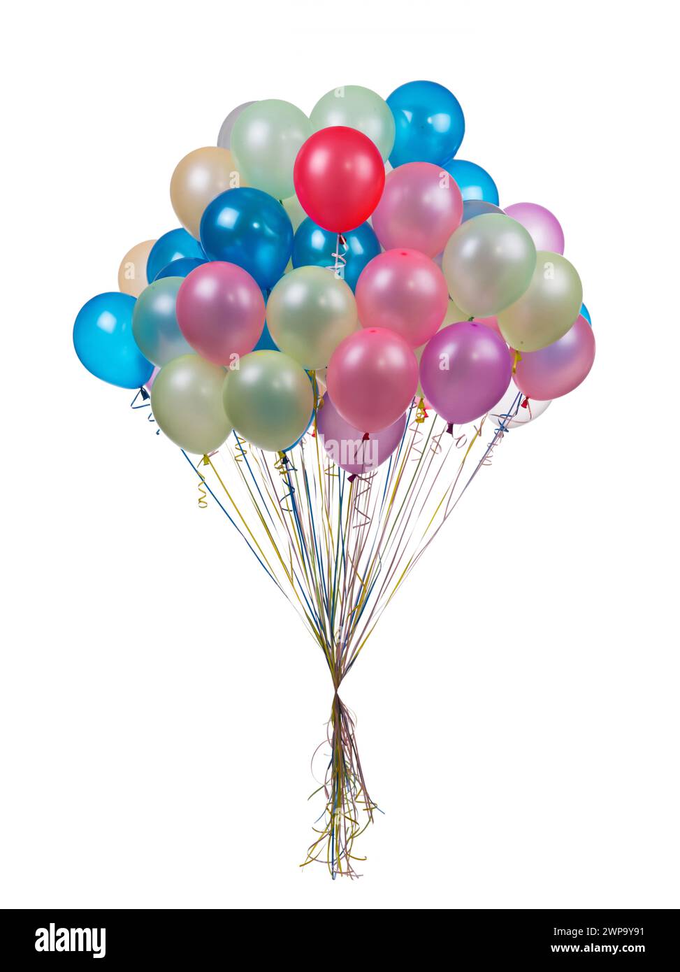 pastel color balloons on a white background Stock Photo - Alamy