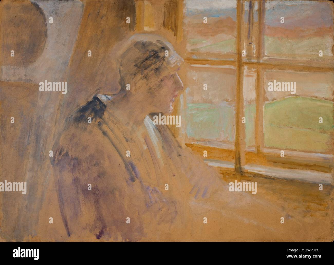 Sketch of the female character in the window; Malczewski, Jacek (1854-1929); 20th century (1901 ...