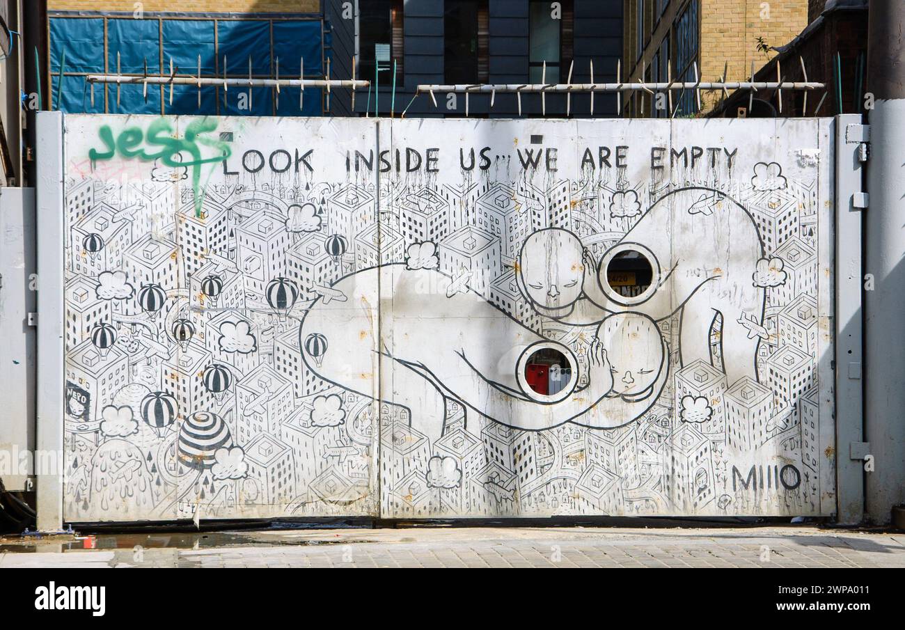 LONDON, ENGLAND, UK - MAY 4, 2014: Black and white graffiti ...