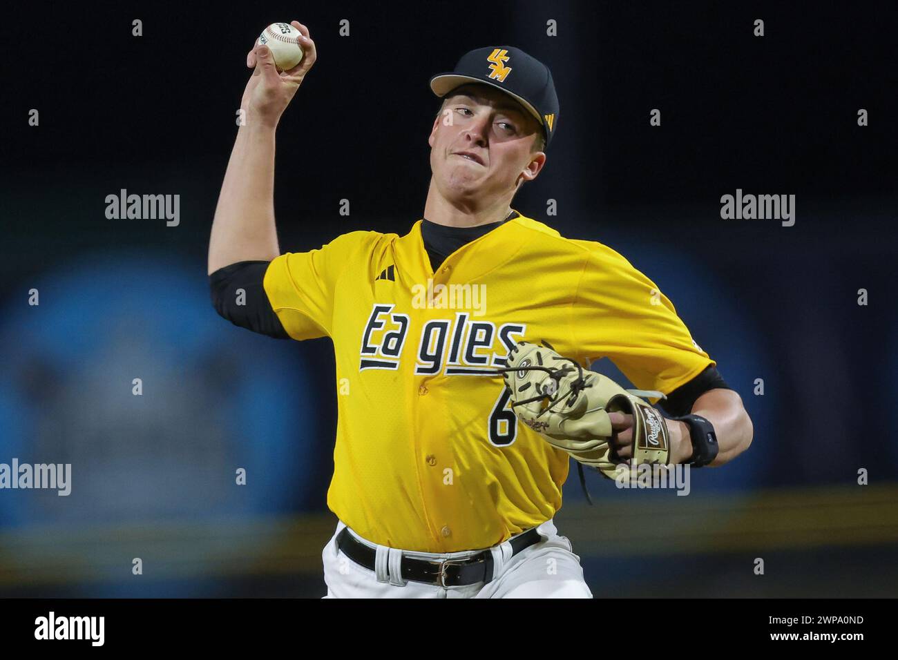 Southern Miss, USA. 05th Mar, 2024. pitcher Colby Allen (6) delivers a ...