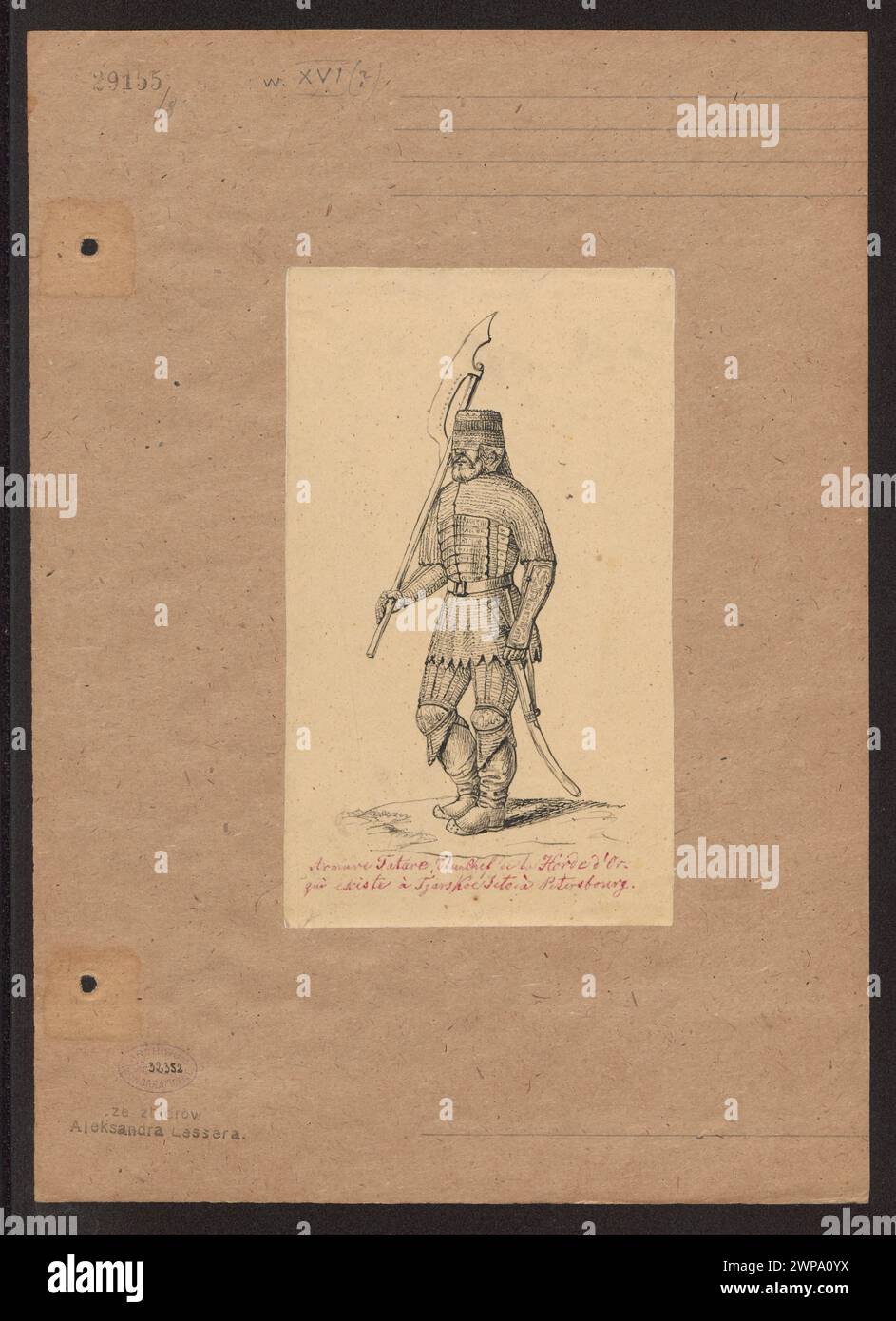 An armed Tatar warrior in the 16th century outfit; Lesser, Aleksander ...