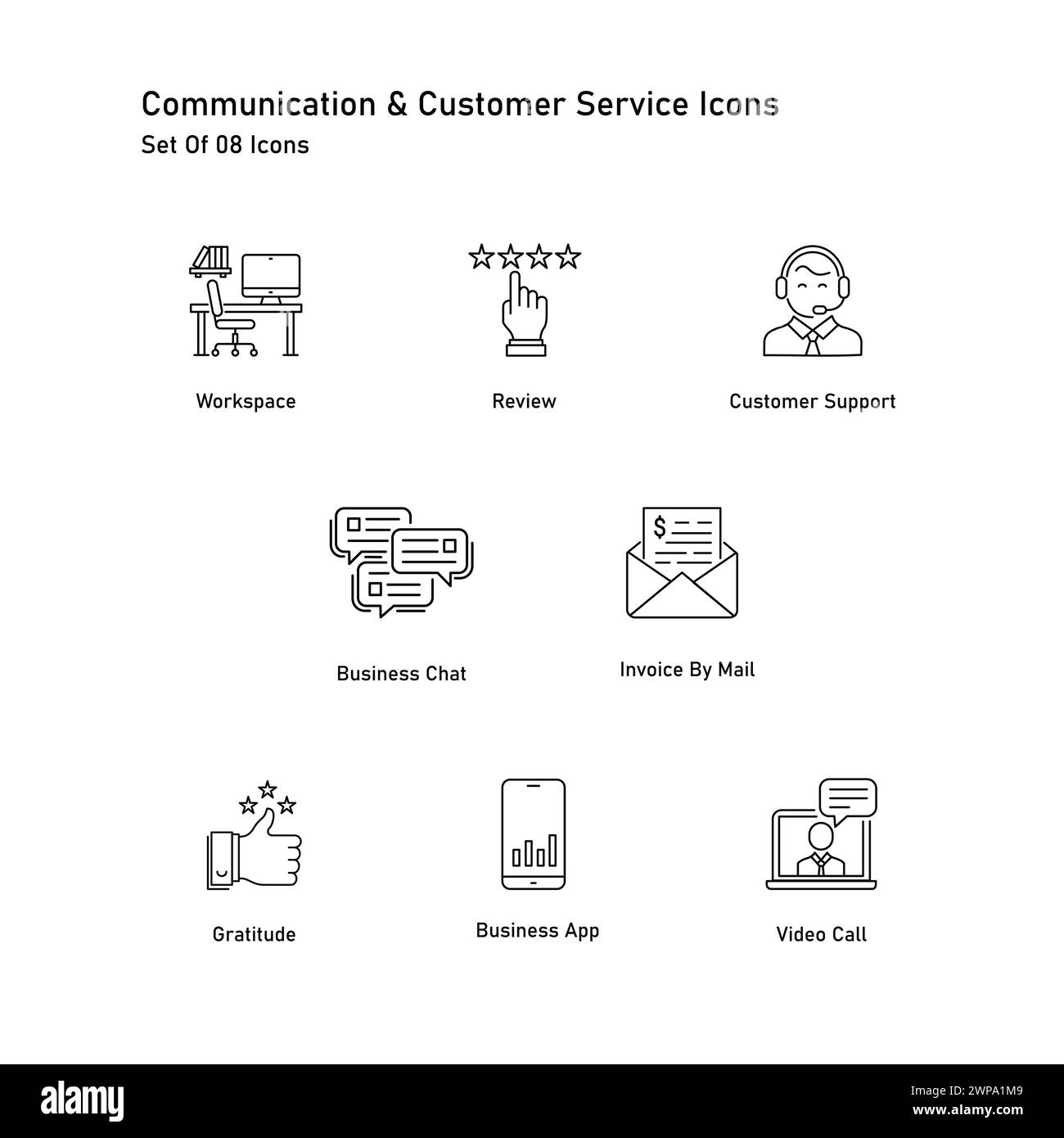 Customer service vector icons Black and White Stock Photos & Images - Alamy
