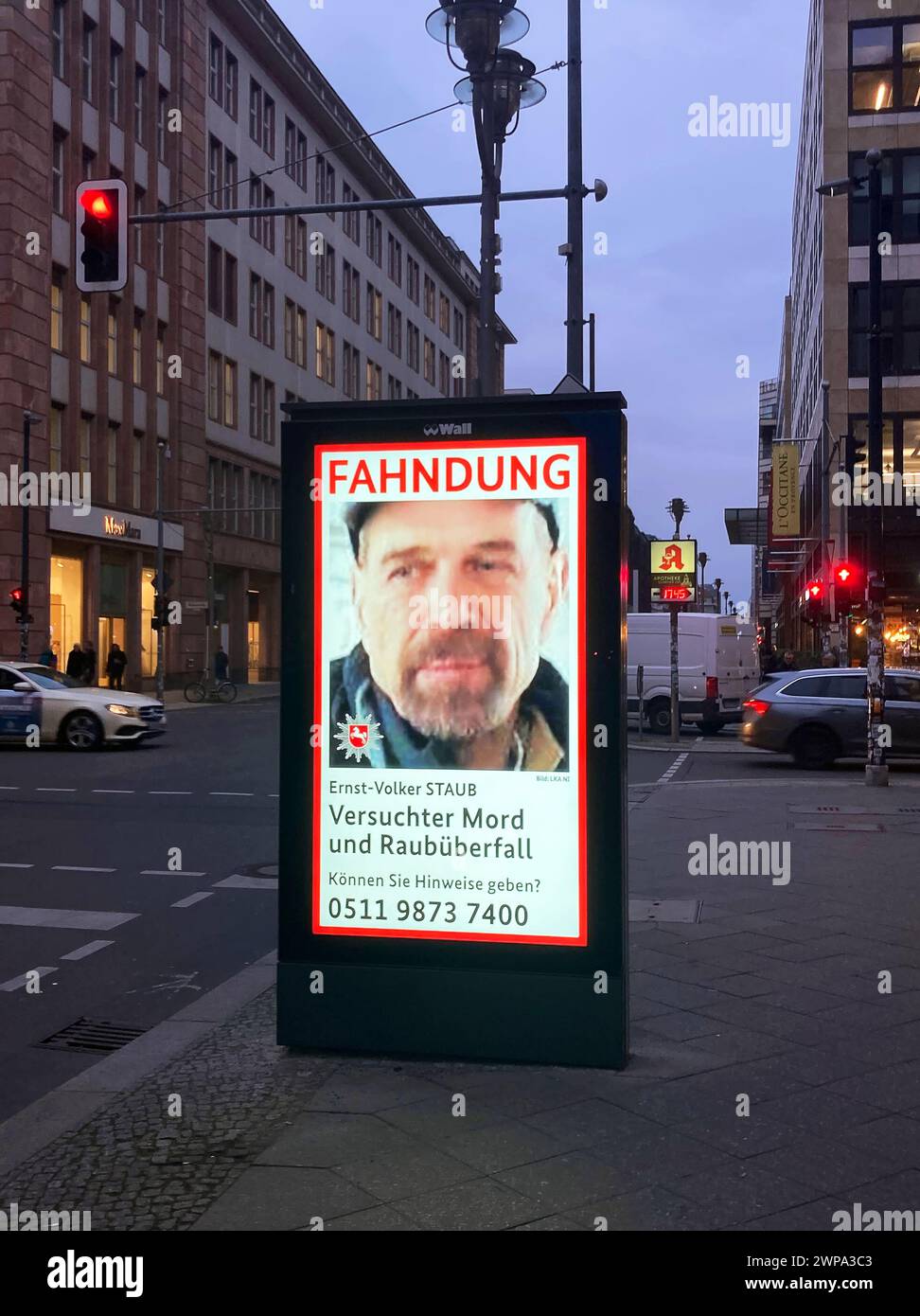 Berlin, Germany. 06th Mar, 2024. A wanted poster from the Lower Saxony ...
