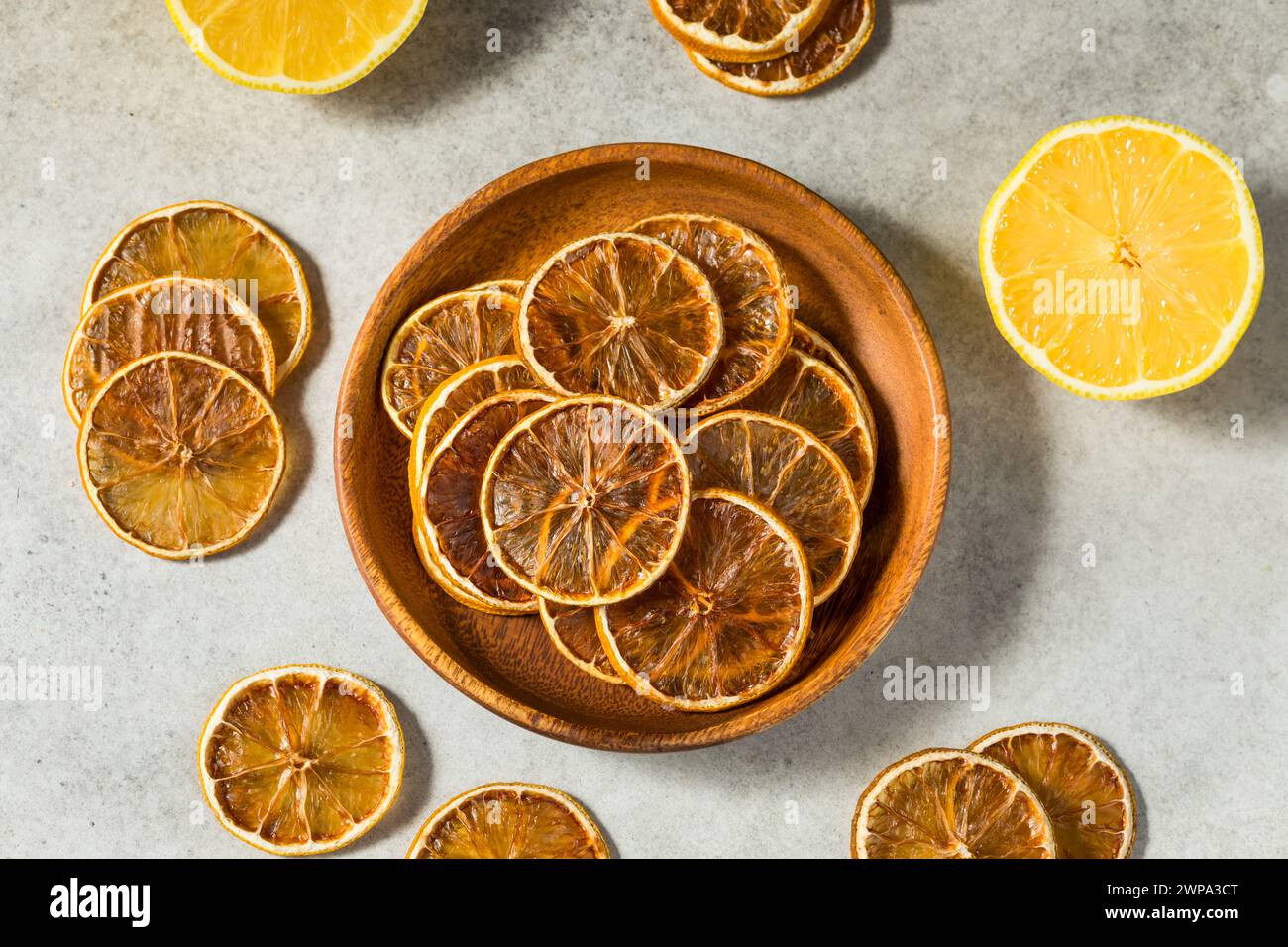 Dehydrated Dry Lemon Slices in a Bowl Stock Photo - Alamy