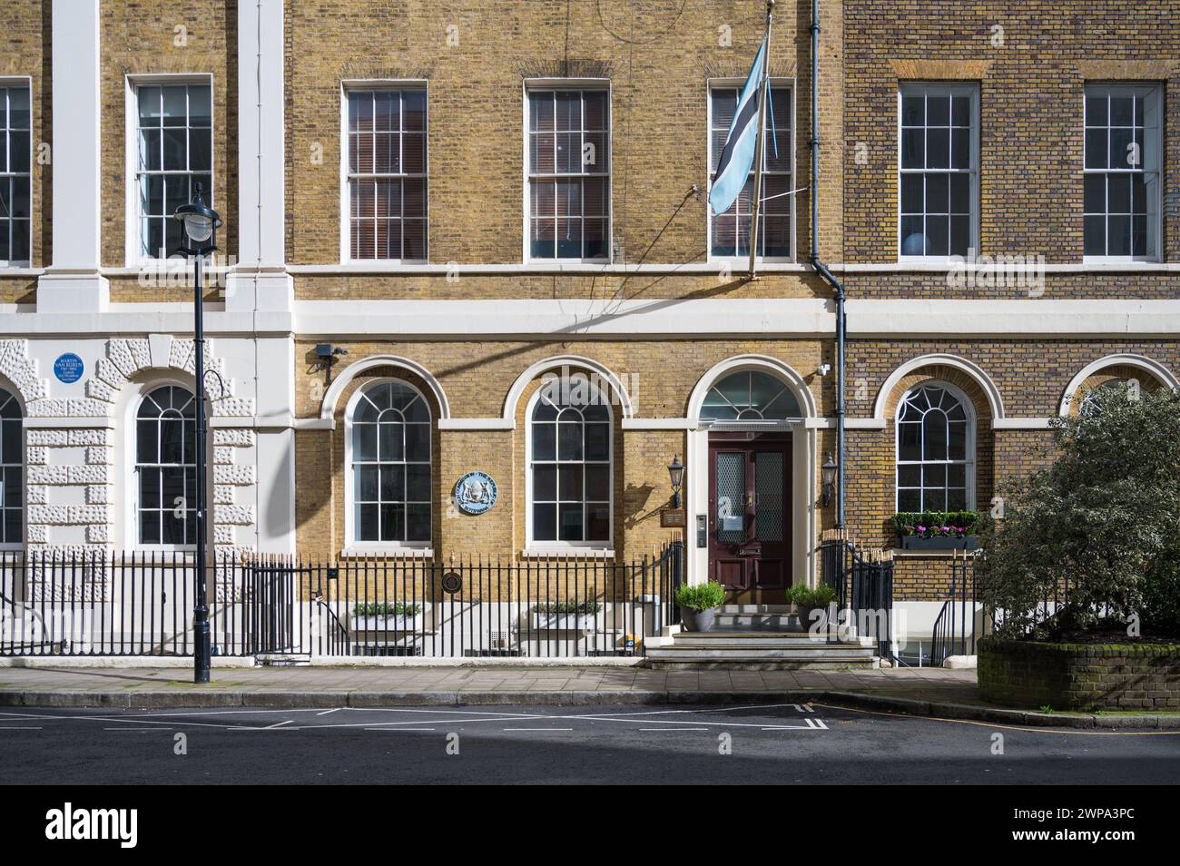 Exterior main facade of High Commission of Botswana in Stratford Place ...