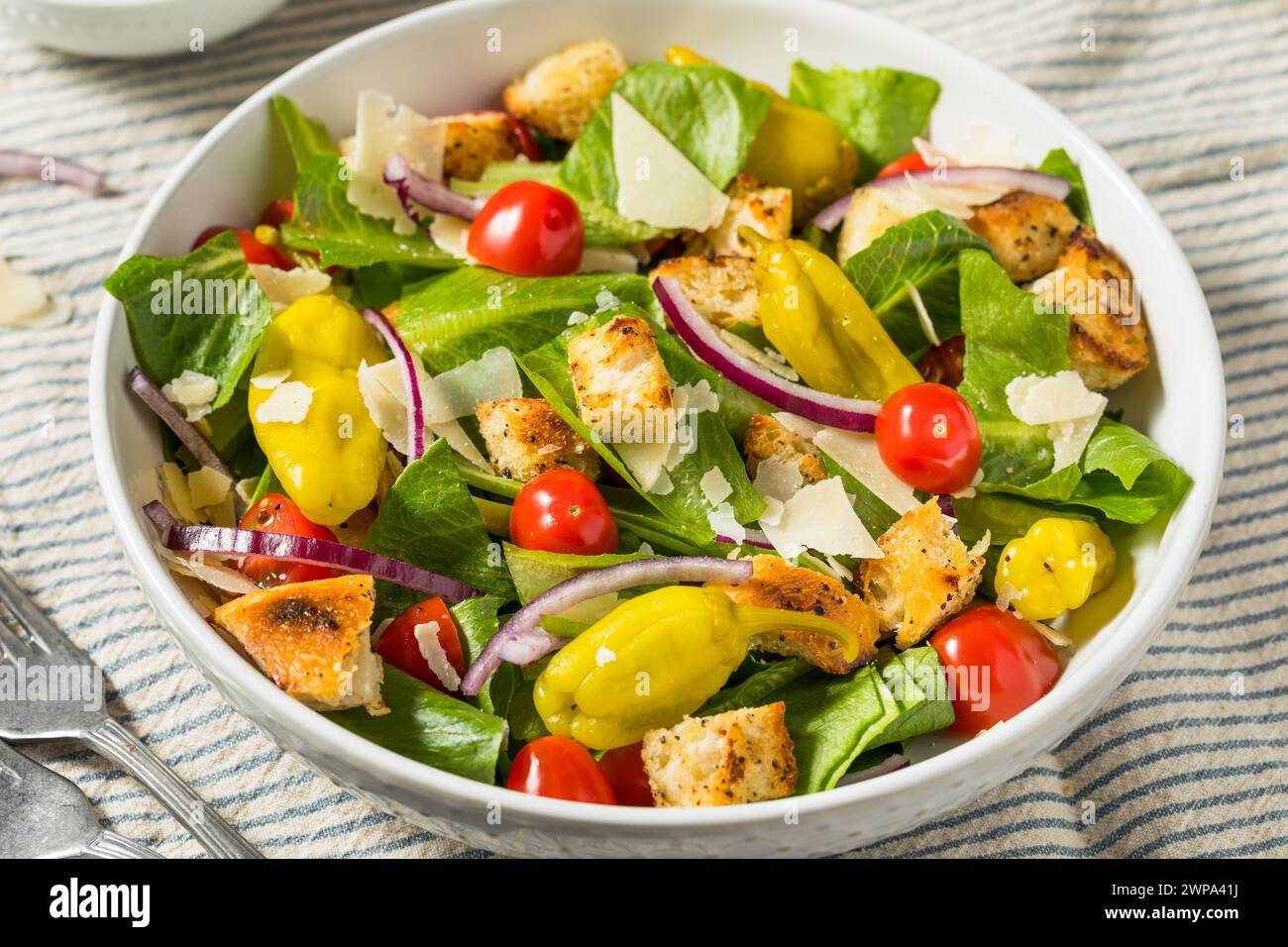 Healthy Italian Mediterranean Salad with Tomatoes and Peppers Stock ...