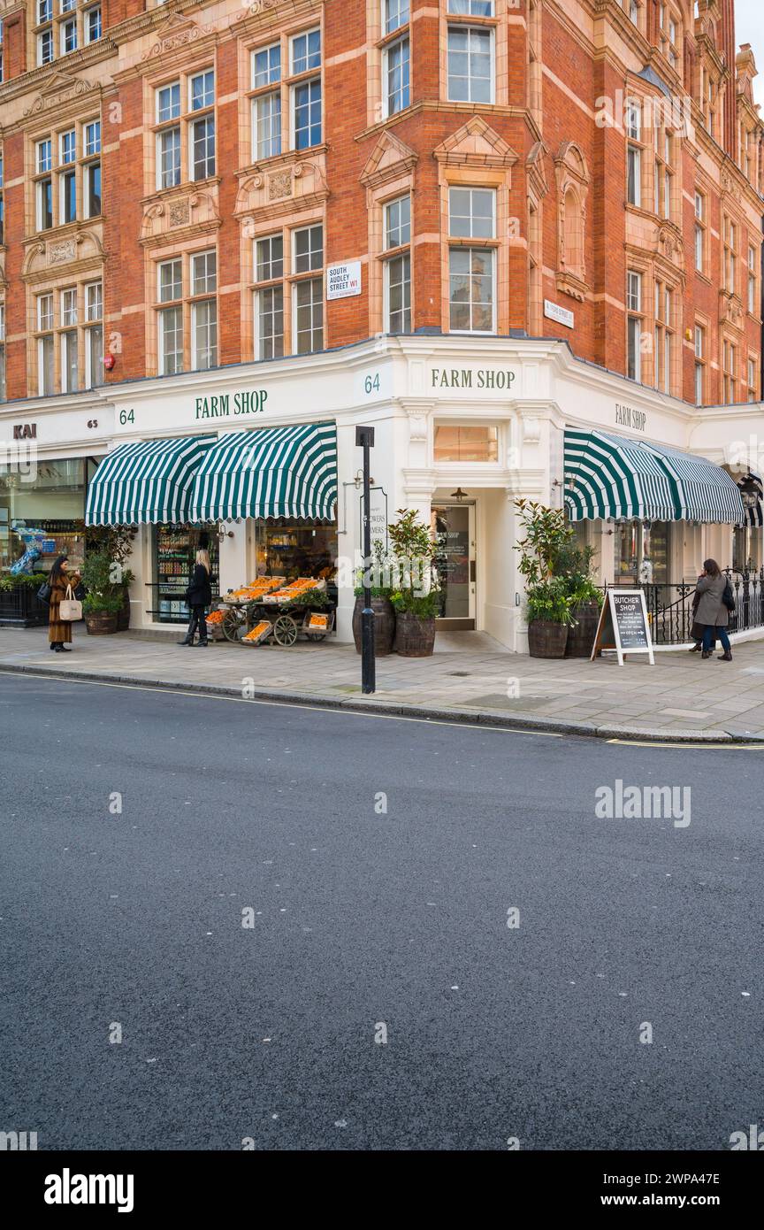 Exterior of Farm Shop Mayfair a grocery and food shop selling a range ...