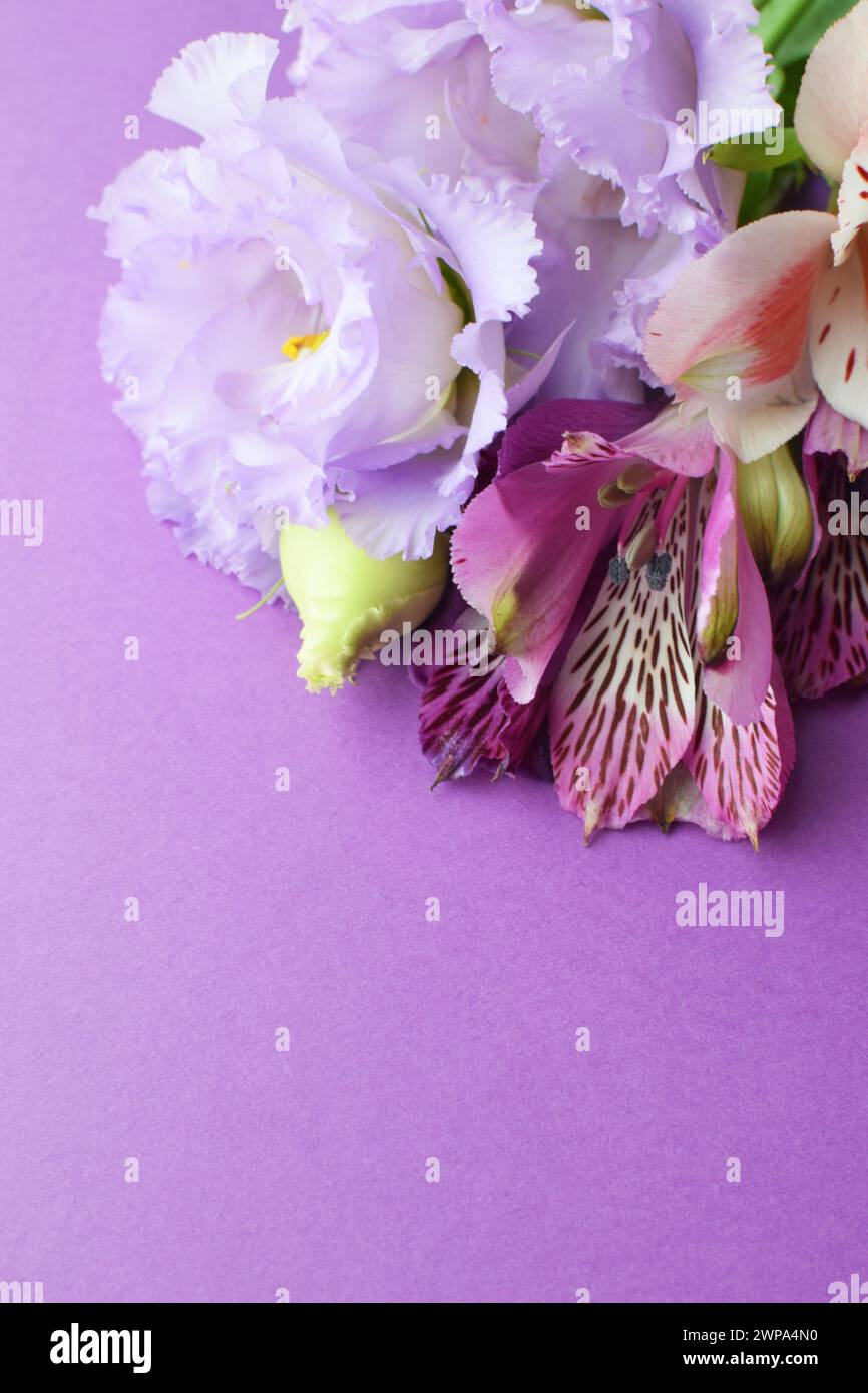 Beautiful flowers of eustoma (lisianthus) and alstroemeria. Bouquet of ...