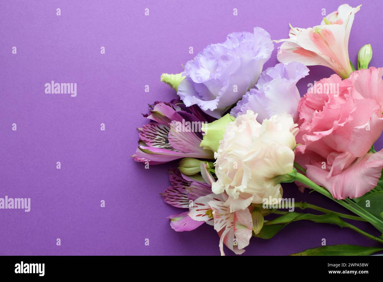 Beautiful flowers of eustoma (lisianthus) and alstroemeria. Bouquet of ...