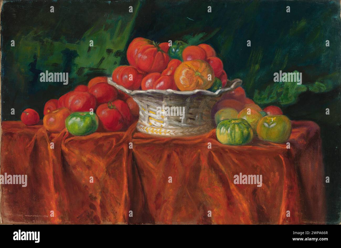 Tomatoes in a porcelain basket; Noskowski, Tadeusz (1876-1932); 1928 ...