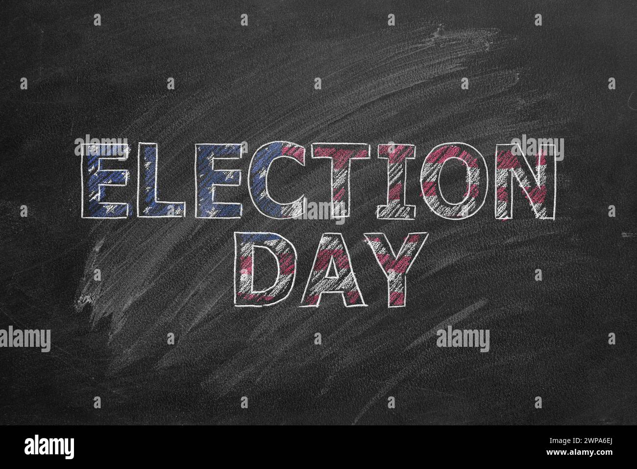 The inscription ELECTION DAY In the colors of the American flag is ...