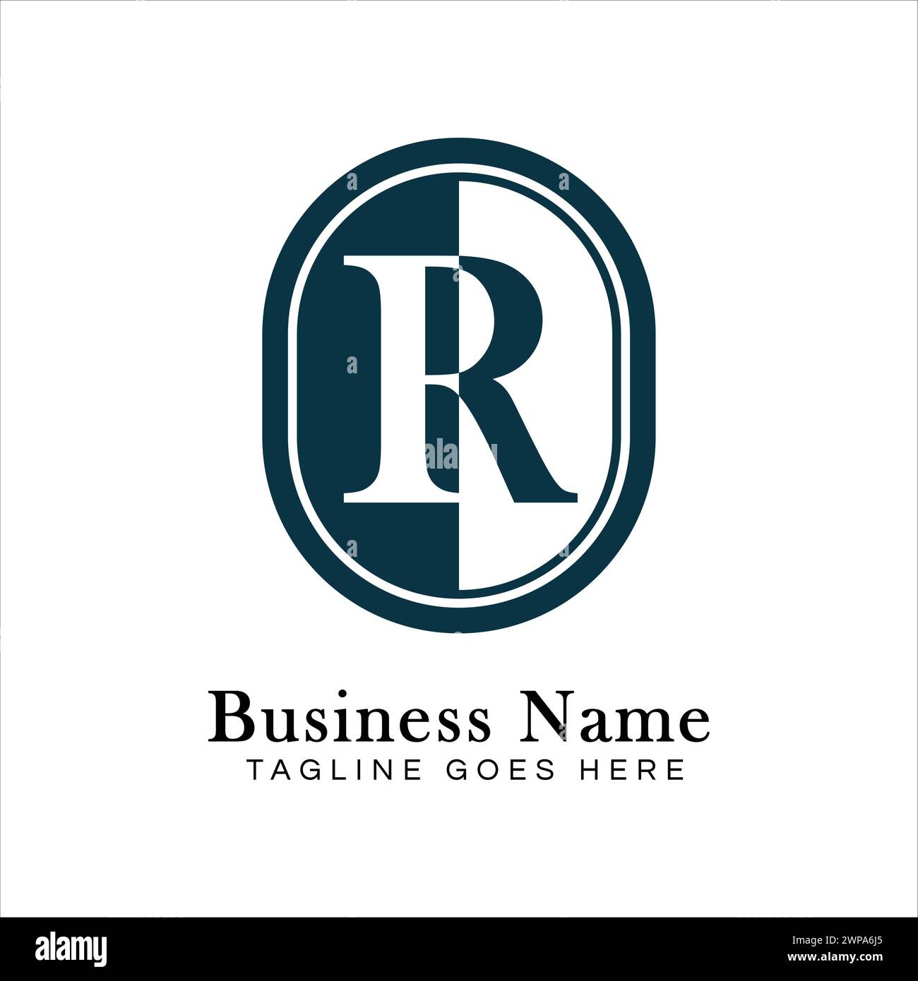 Letter R Logo in Oval shape. Alphabet R Business Icon in Round Shape ...