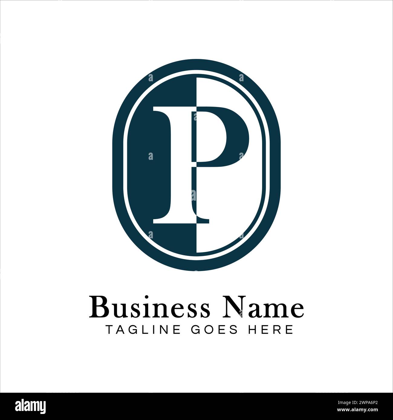 Letter P Logo in Oval shape. Alphabet P Business Icon in Round Shape ...