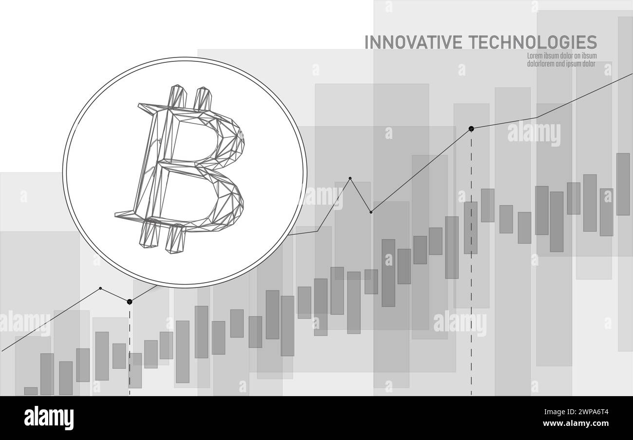 Bitcoin symbol on growing graph. Golden currency crypto currency ...