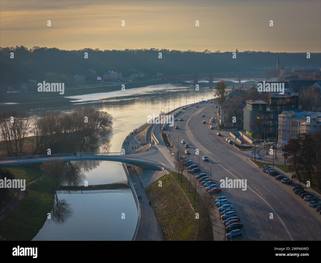 Kaunas old town, Lithuania. Drone aerial view of Kaunas city center and ...