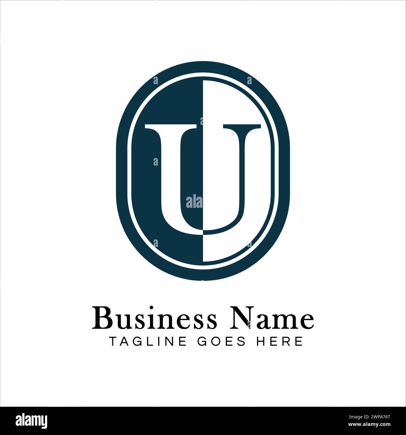 Letter U Logo in Oval shape. Alphabet U Business Icon in Round Shape ...