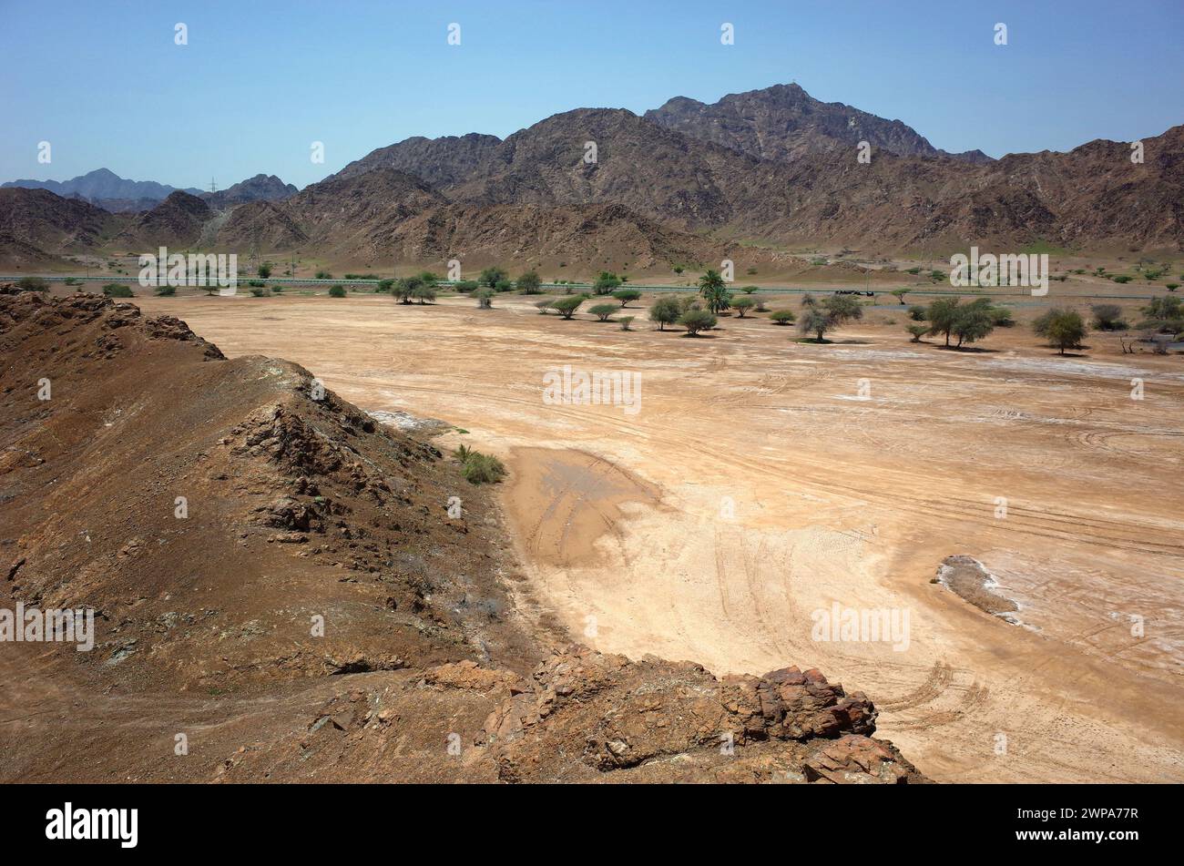 Arabian peninsula landscape with dry mountains in Fujairah, United Arab ...