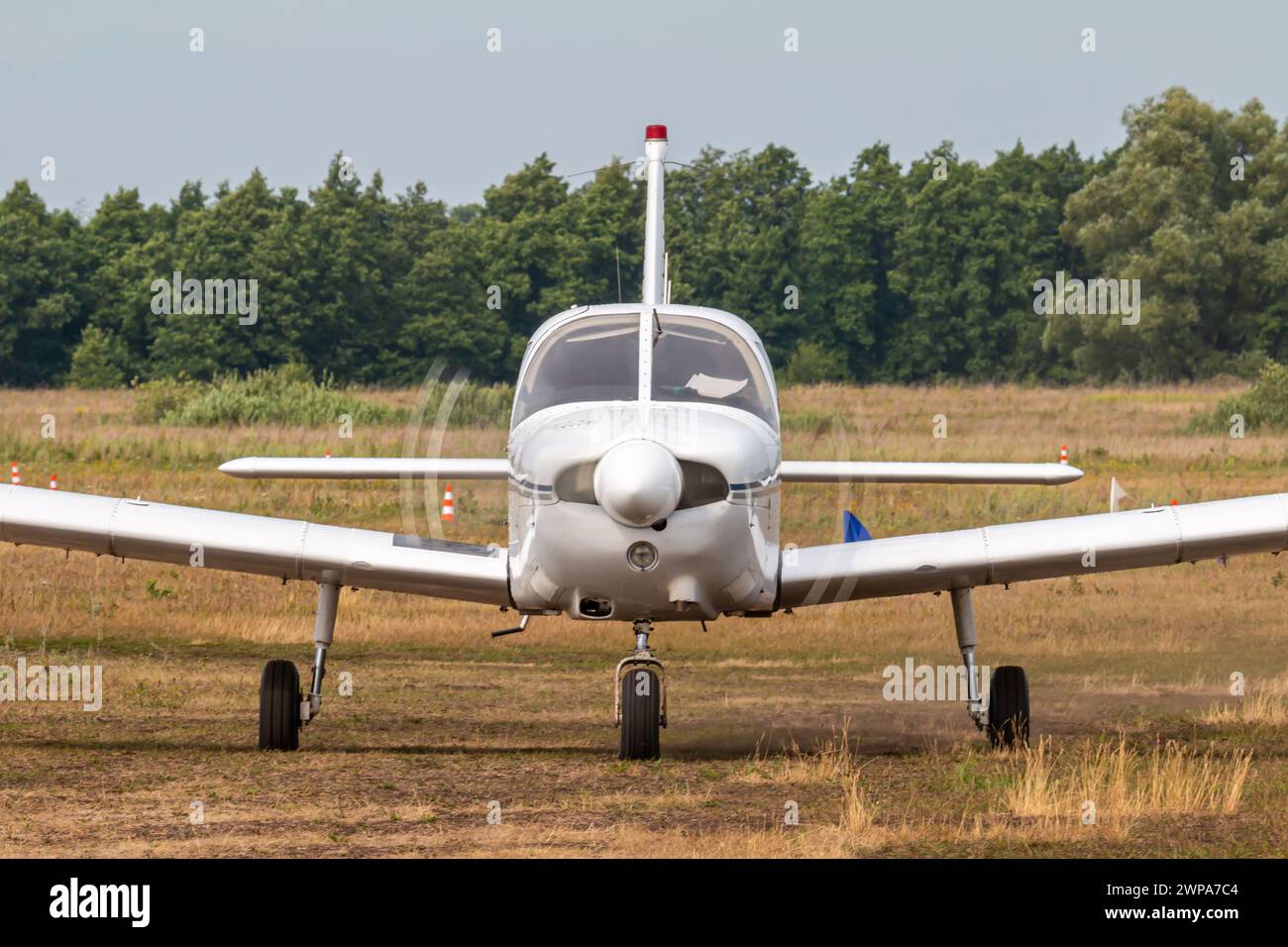 Front view of the private single-engined piston-powered airplane ... Front view of the private single-engined piston-powered airplane ...
