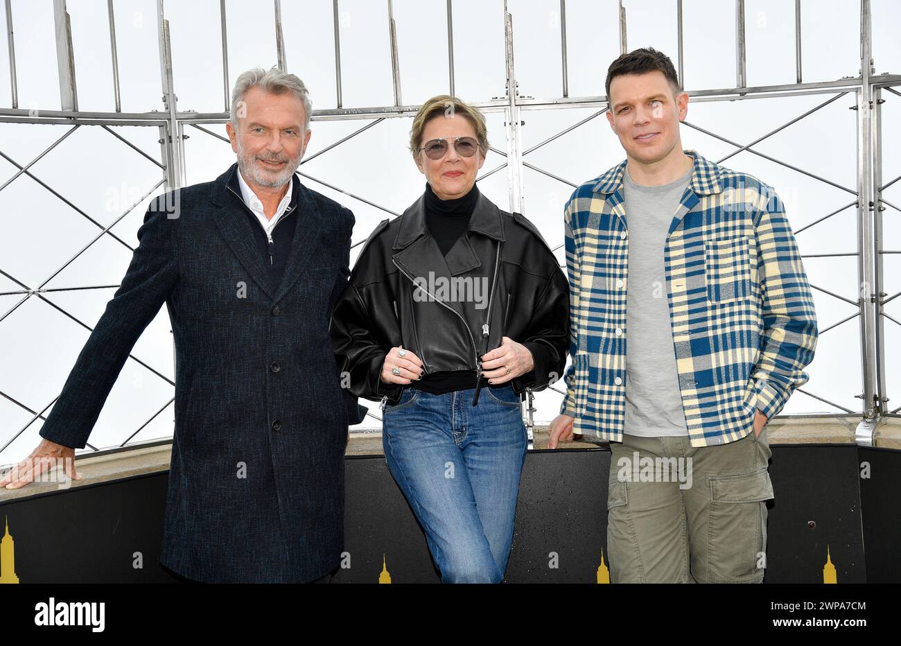 Actors Sam Neill, left, Annette Bening and Jake Lacy from the Peacock ...
