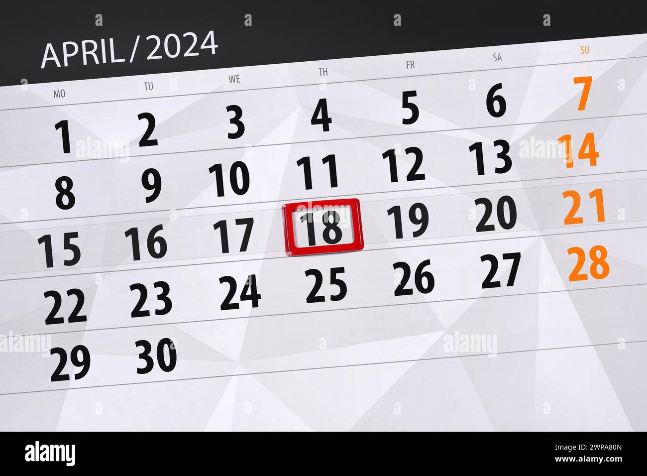 Calendar 2024, deadline, day, month, page, organizer, date, April ...
