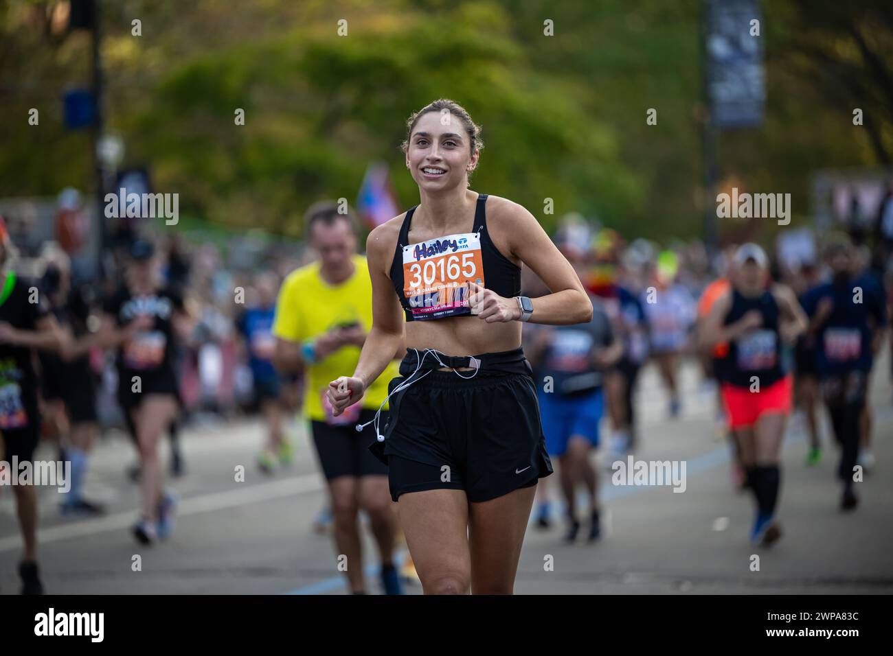 Runners in Central Park participating in the 2023 New York Marathon ...