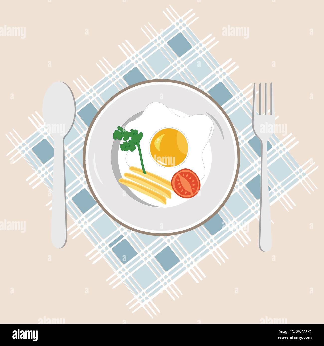 Fried egg on plate from above vector graphics, Various eggs. Different ...